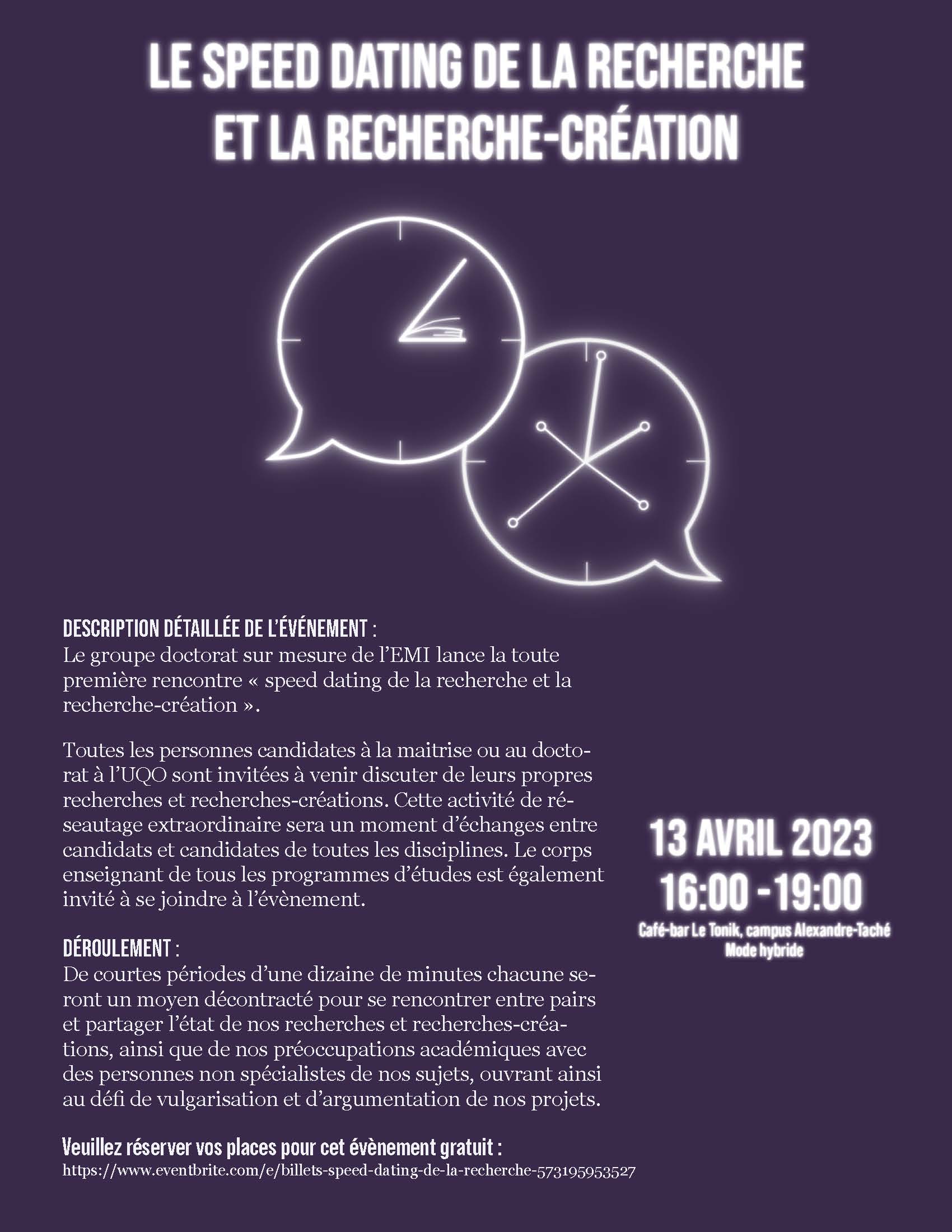 Le speed dating de la recherche et de la recherche-création ...