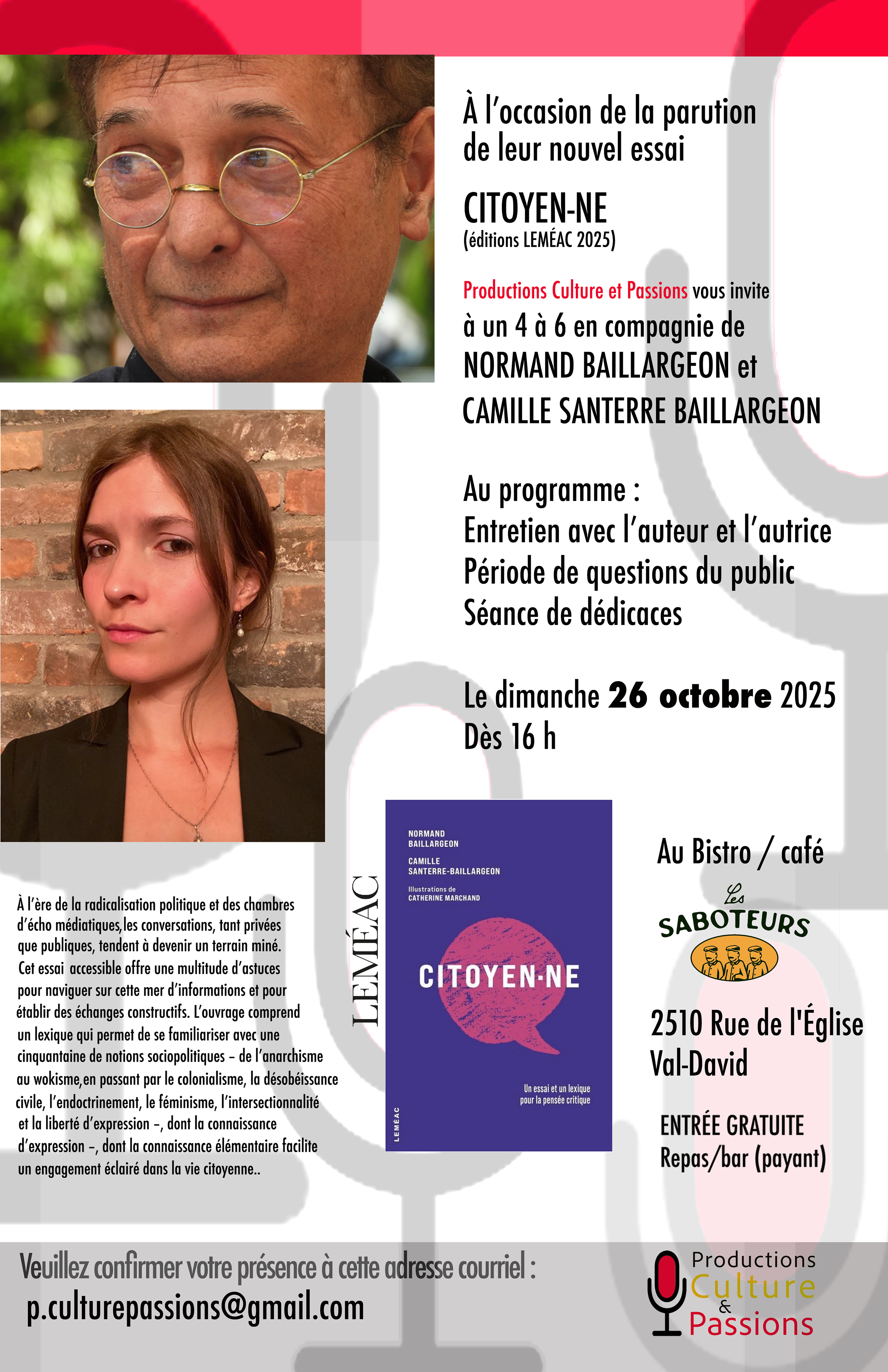 Rencontre avec Normand Baillargeon et Camille Santerre Baillargeon ...
